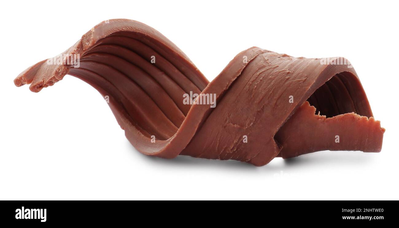 Yummy chocolate curl for decor on white background Stock Photo - Alamy