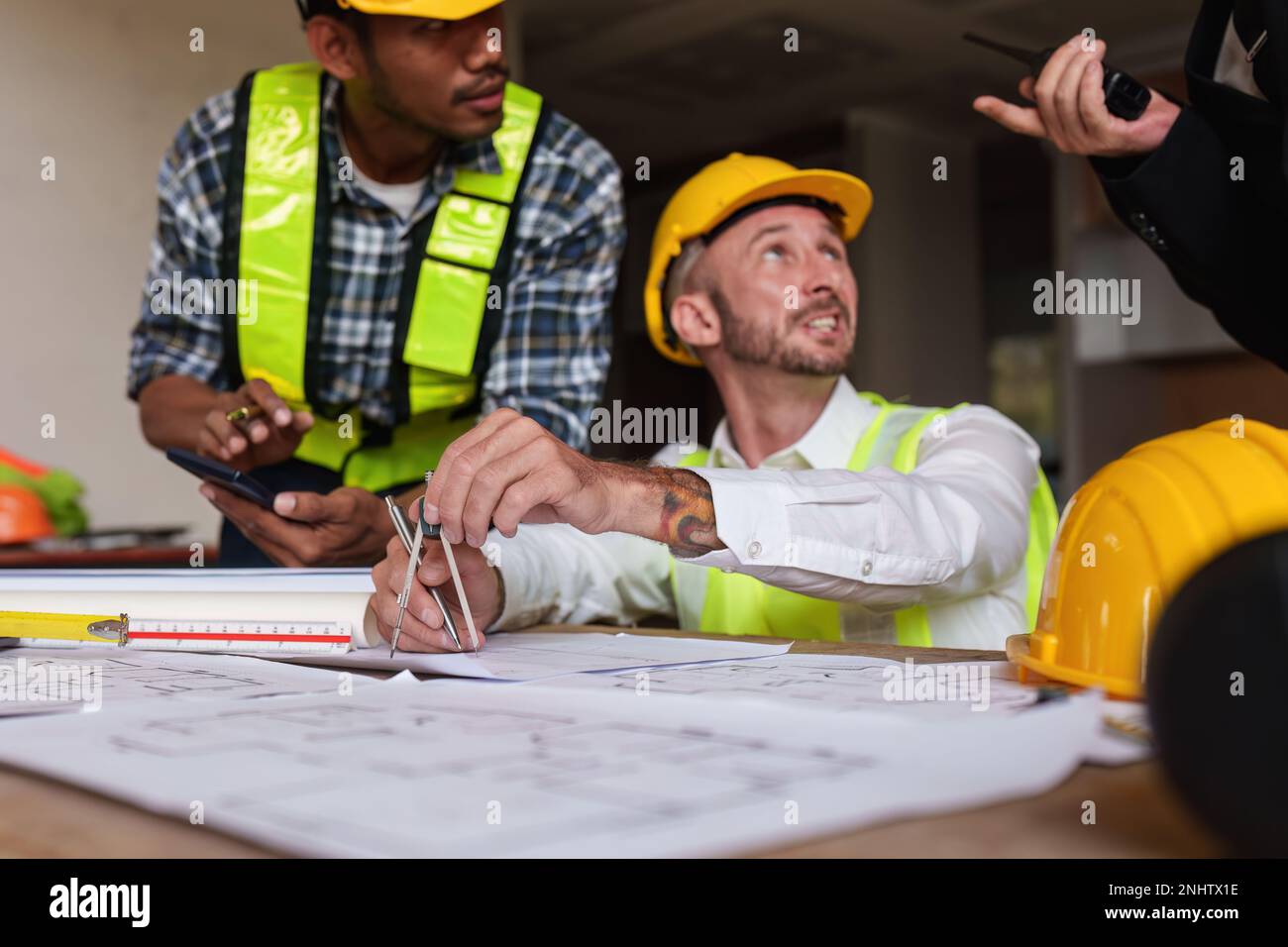 Civil Construction team working at renovate construction site ...