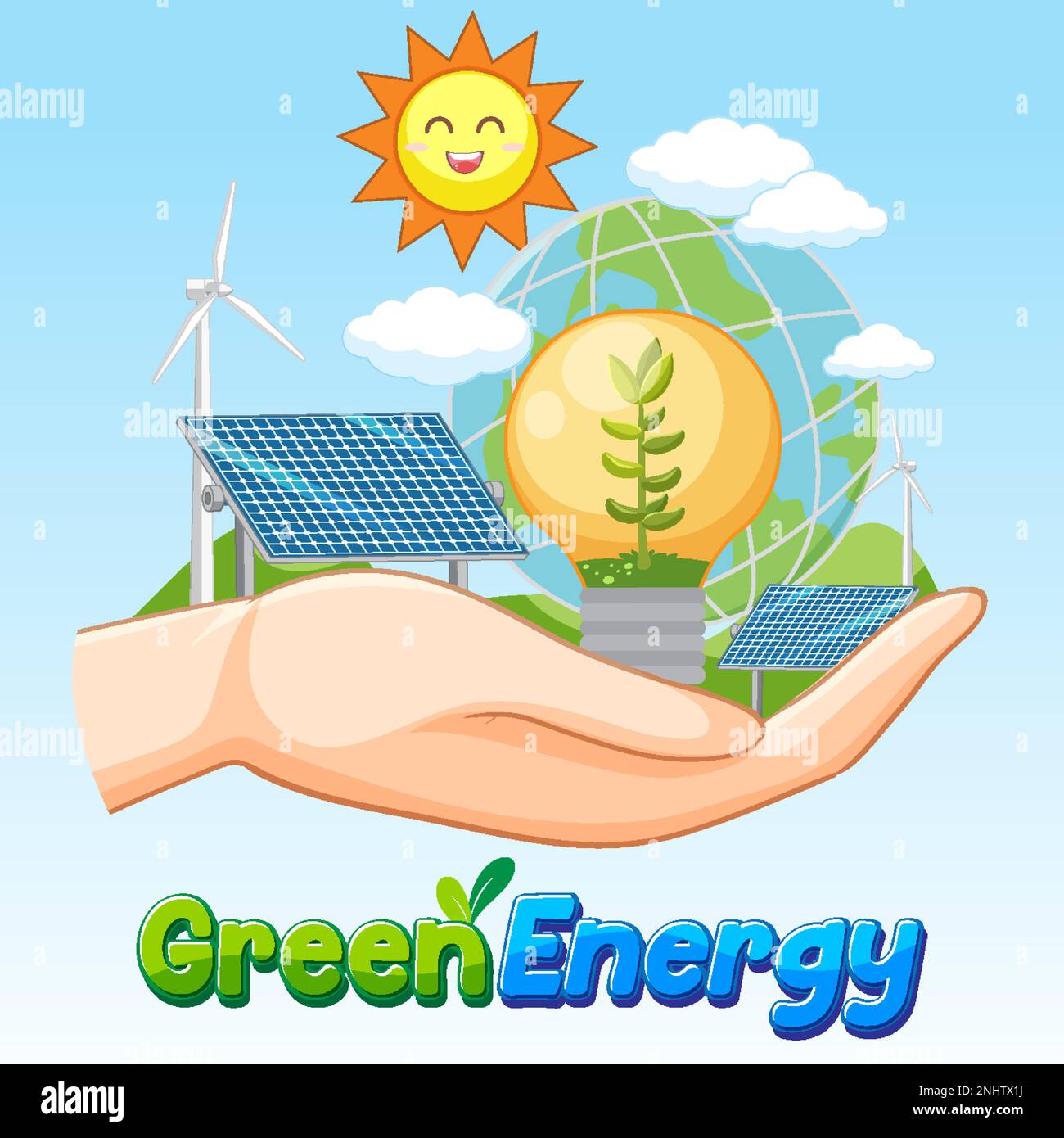 Green energy from natural resources vector concept illustration Stock ...
