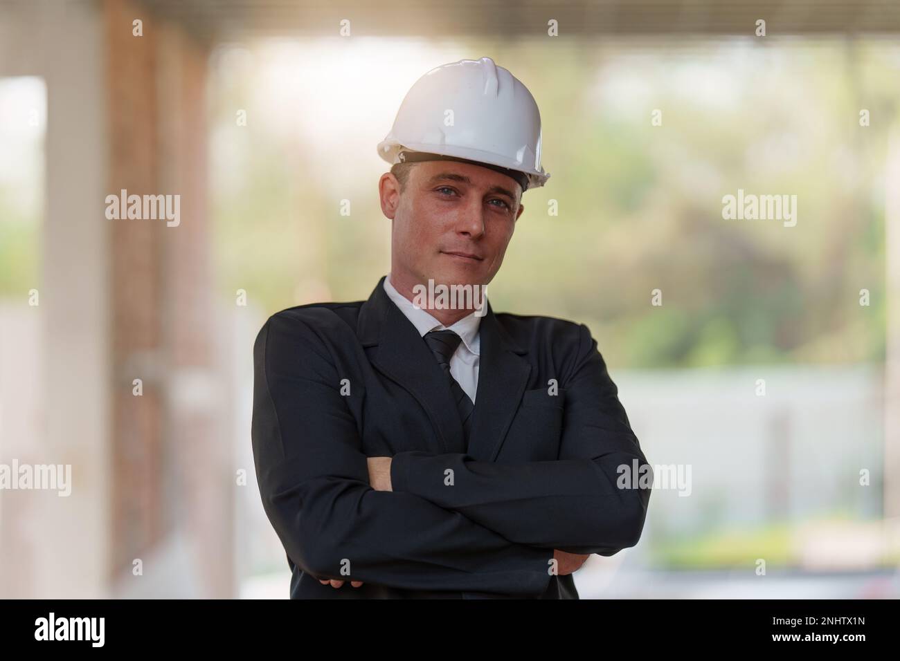 Portrait American professional Engineer or Civil. Engineering worker ...