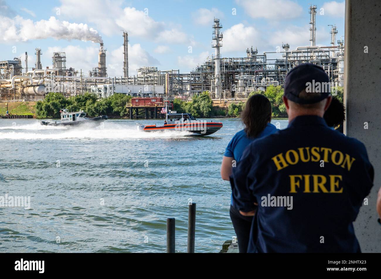 Members from the Houston Fire Department witness a Coast Guard Station ...