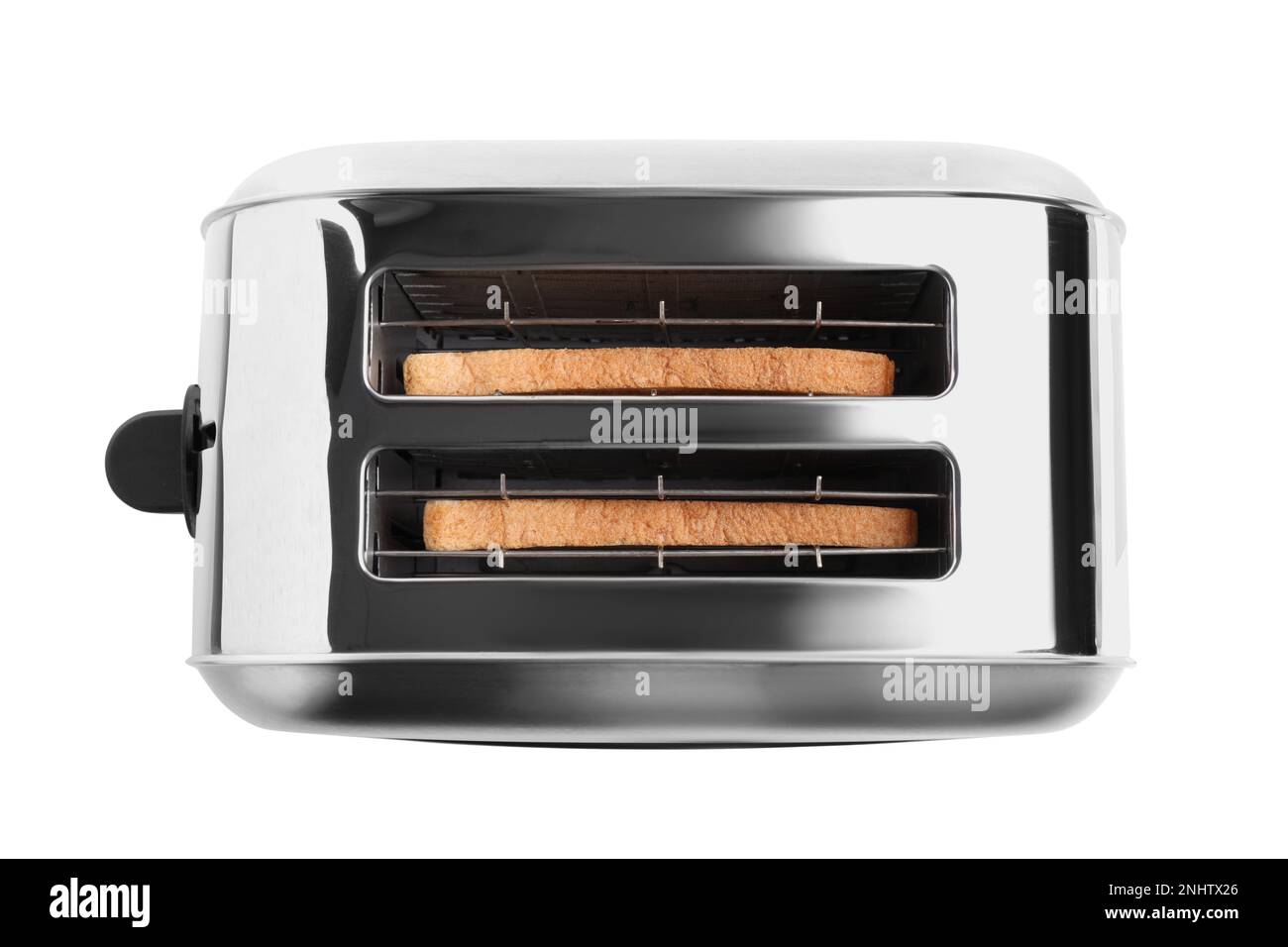 Electric toaster with bread slices isolated on white, top view Stock ...