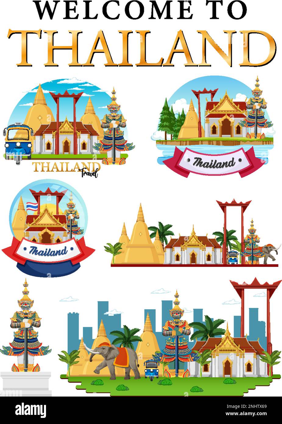 Bangkok Thailand Landmark Logo Banner illustration Stock Vector Image ...