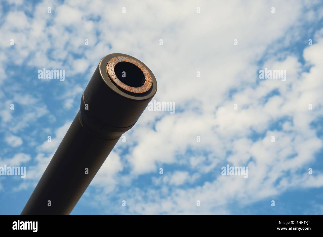 Tower of armored personnel carrier or tank. Heavy weapons of war, sky ...