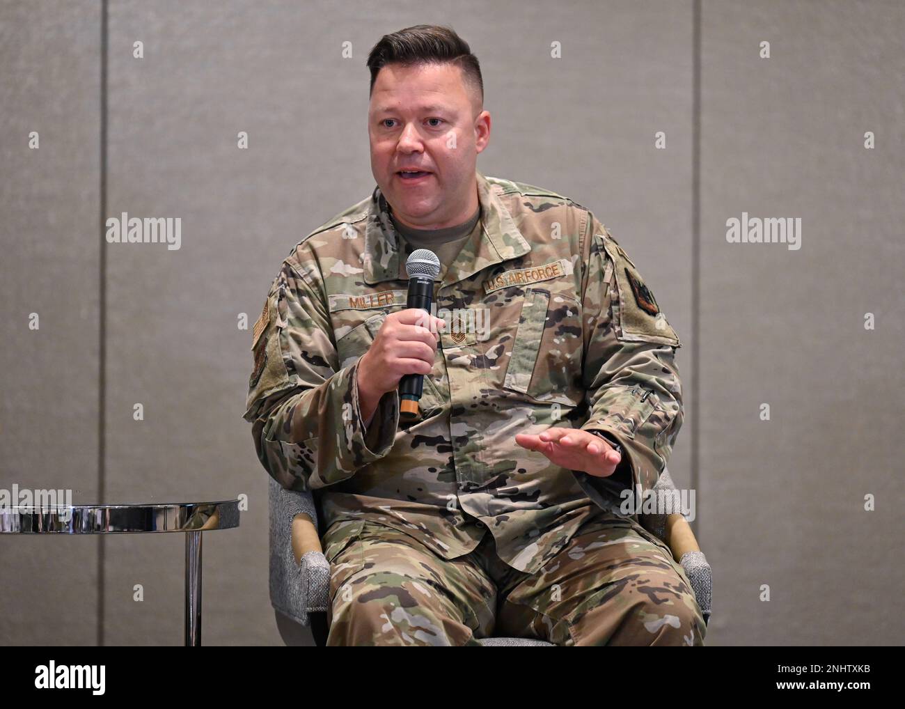 Chief Master Sgt. Clinton Miller speaks during the Senior Enlisted ...