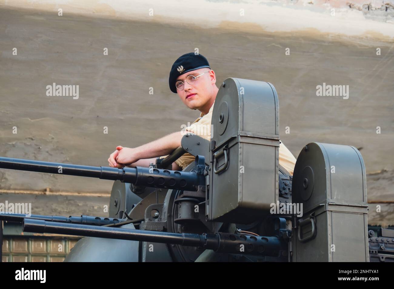 Hel, Poland - August 2022 Military troops marching during 3 May Polish ...