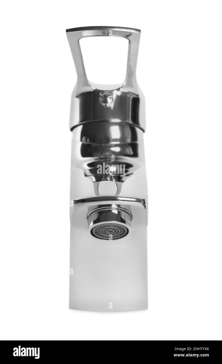 Single handle water tap isolated on white Stock Photo - Alamy