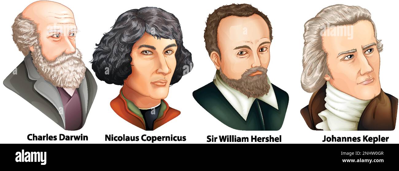 Great scientist astronomers portrait vector illustration Stock Vector ...