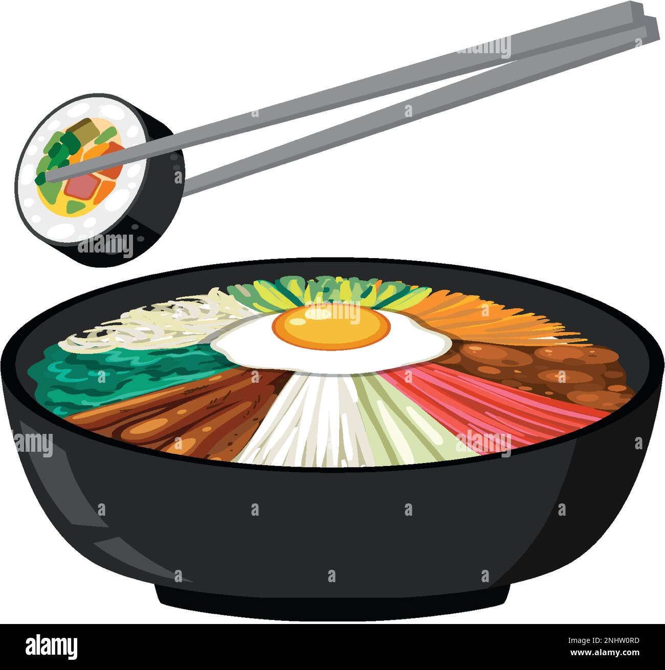 Korean food concept with Bibimbap bowl illustration Stock Vector Image ...