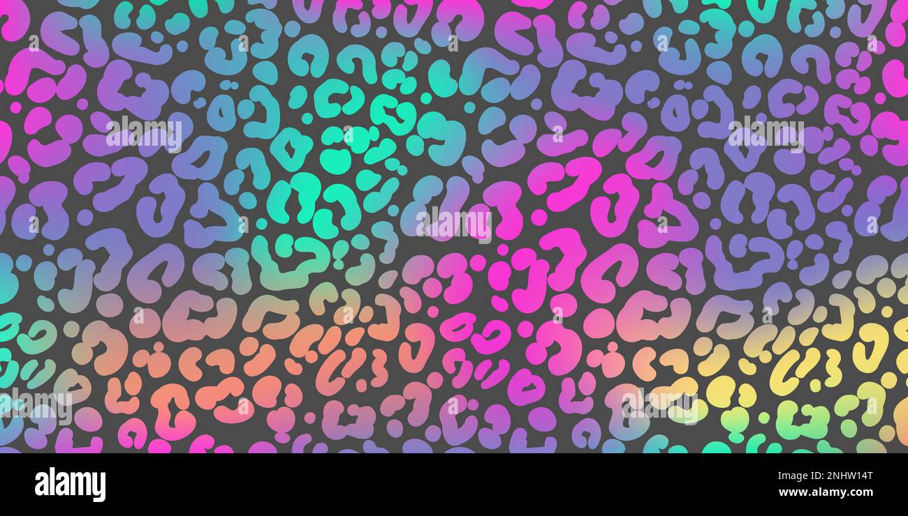 Neon leopard pattern. Rainbow-colored spotted background. Vector animal ...