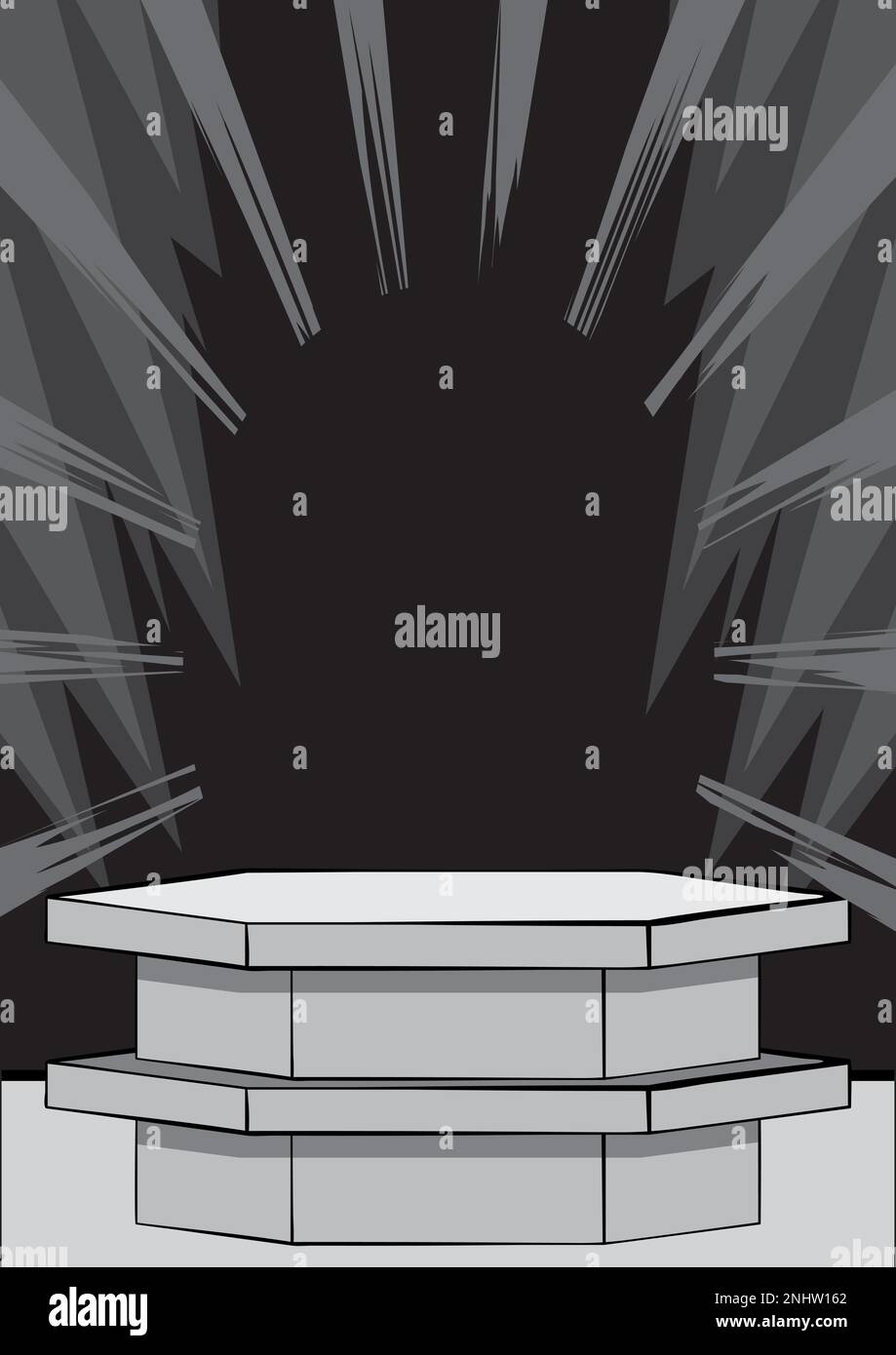 Cartoon Hexagonal gray Stage for mockup presentation. Comic Book ...
