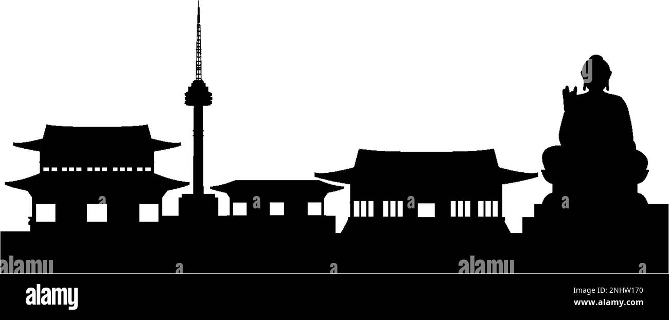 Silhouette Korean element nation tradition symbol illustration Stock ...