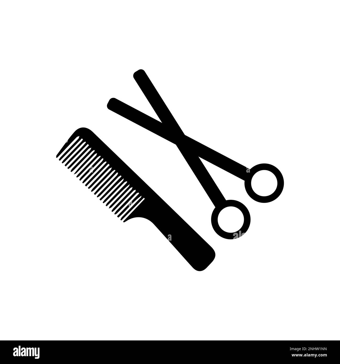 Comb and scissors icon. Scissors hairbrush vector illustration, Hair ...