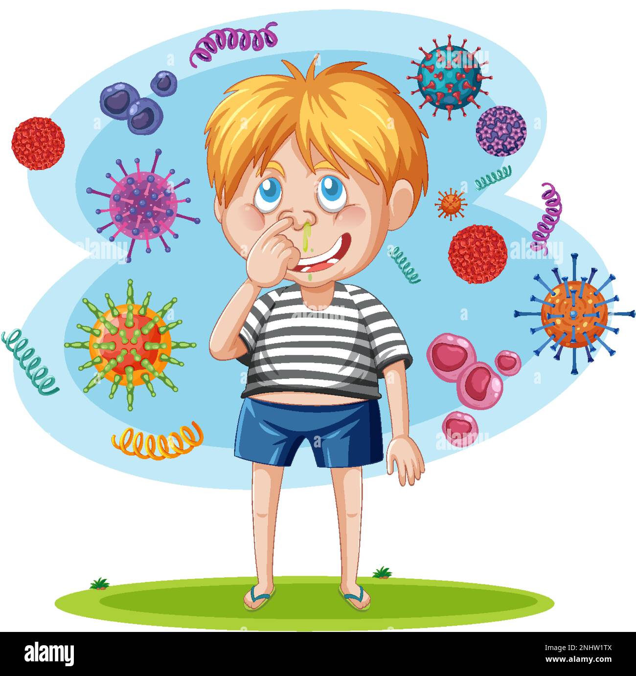 A boy surrounded by germs illustration Stock Vector Image & Art - Alamy