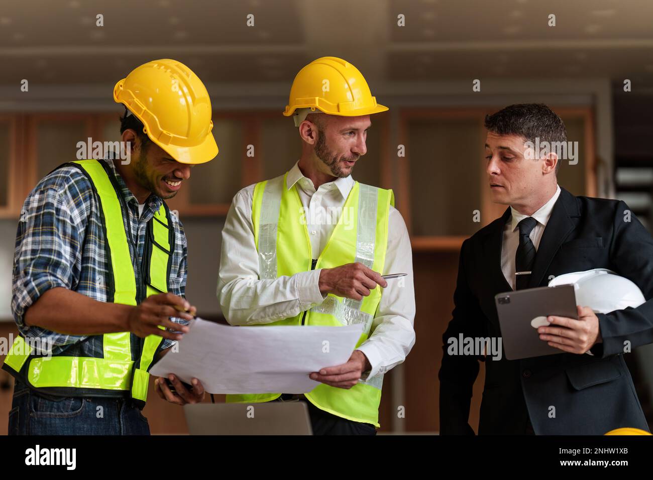 Civil Construction team working at renovate construction site ...