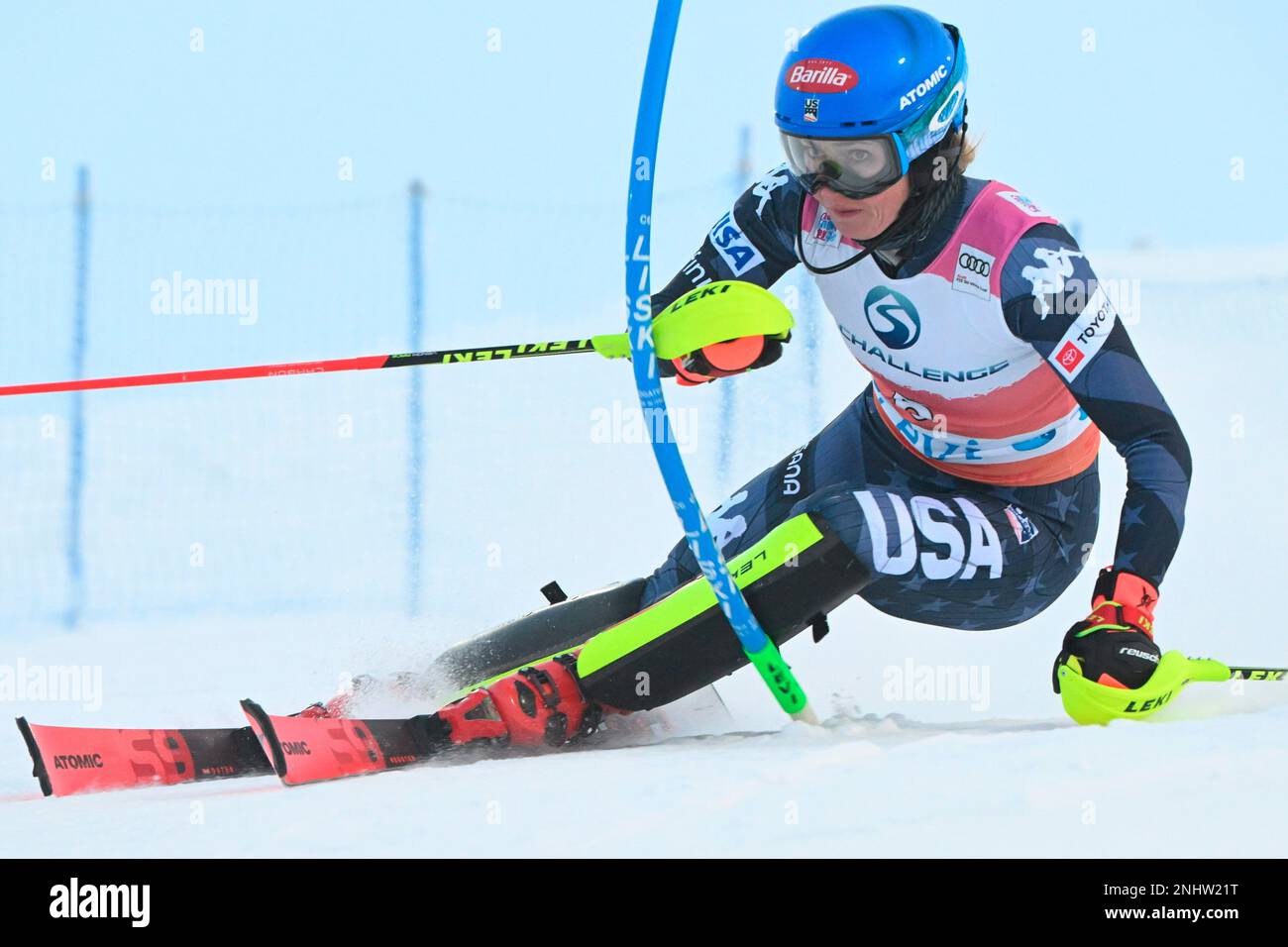 Mikaela Shiffrin of USA competes during the first run of the women's ...