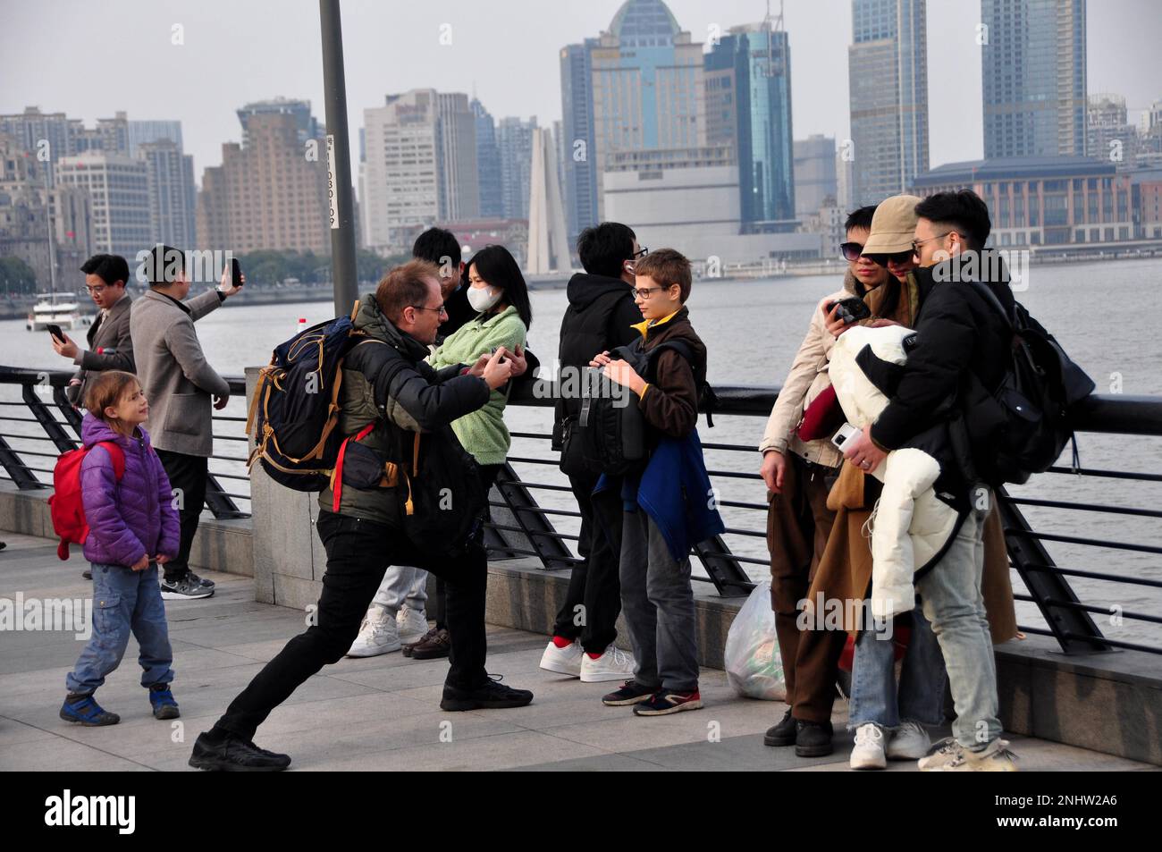 The bund and Nanjing Road are crowed with tourists in Shanghai, China, 19 February, 2023. (Photo ...