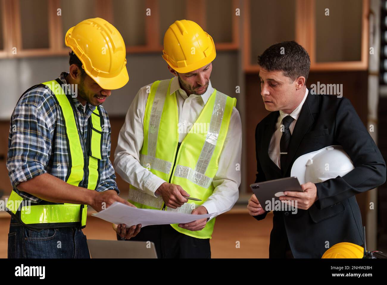 Civil Construction team working at renovate construction site ...