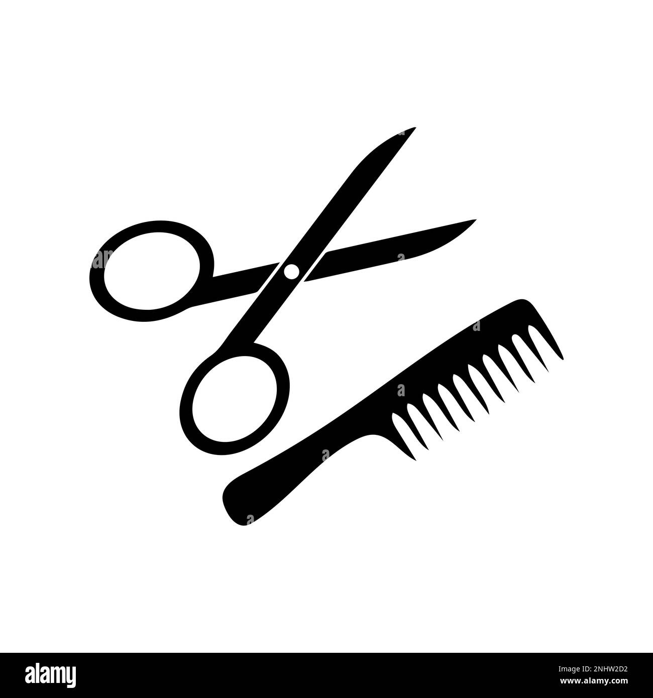 Comb and scissors icon. Scissors hairbrush vector illustration, Hair ...