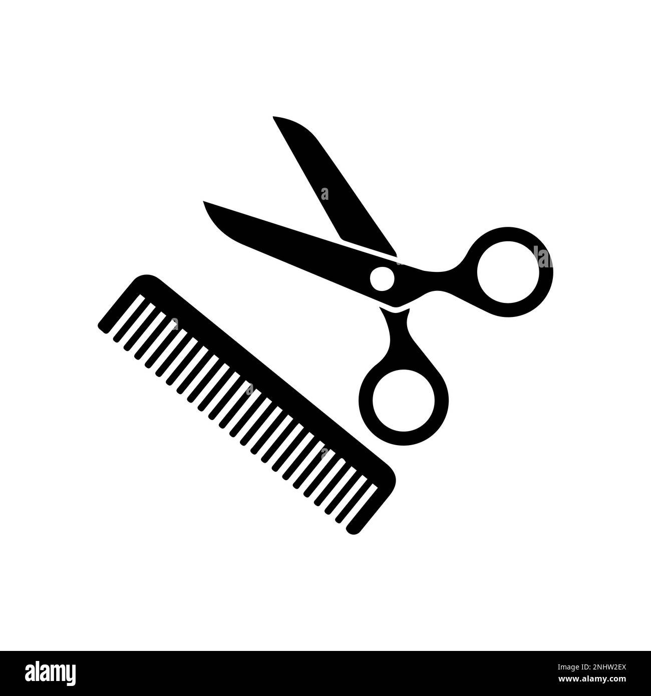 Comb and scissors icon. Scissors hairbrush vector illustration, Hair ...