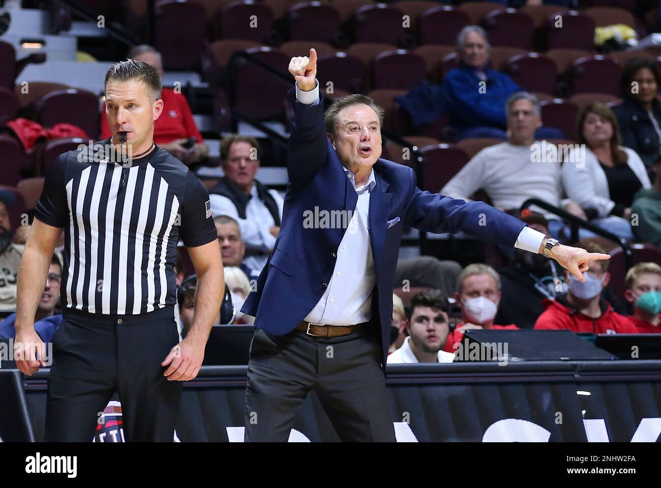 UNCASVILLE, CT - NOVEMBER 18: Iona Gaels head coach Rick Pitino reacts ...