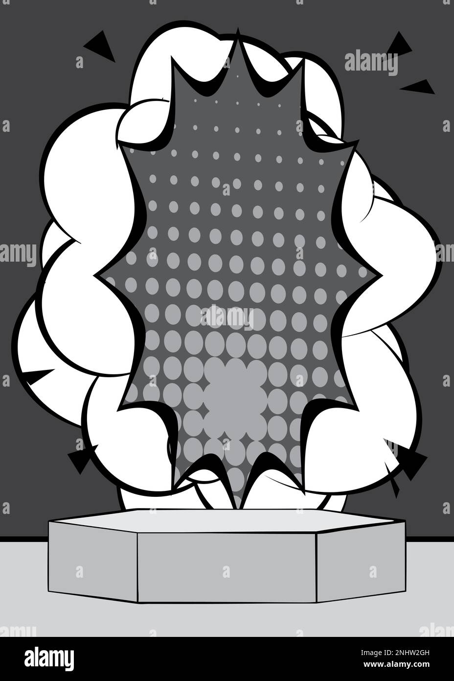 Cartoon Hexagonal gray Stage for mockup presentation. Comic Book ...