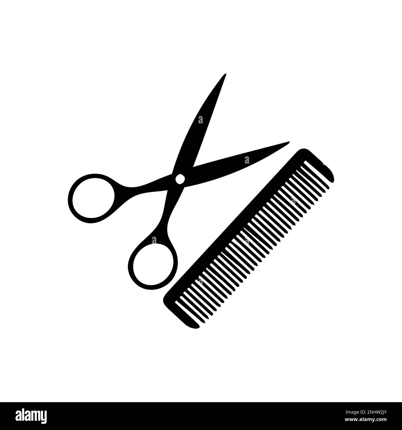 Comb and scissors icon. Scissors hairbrush vector illustration, Hair ...