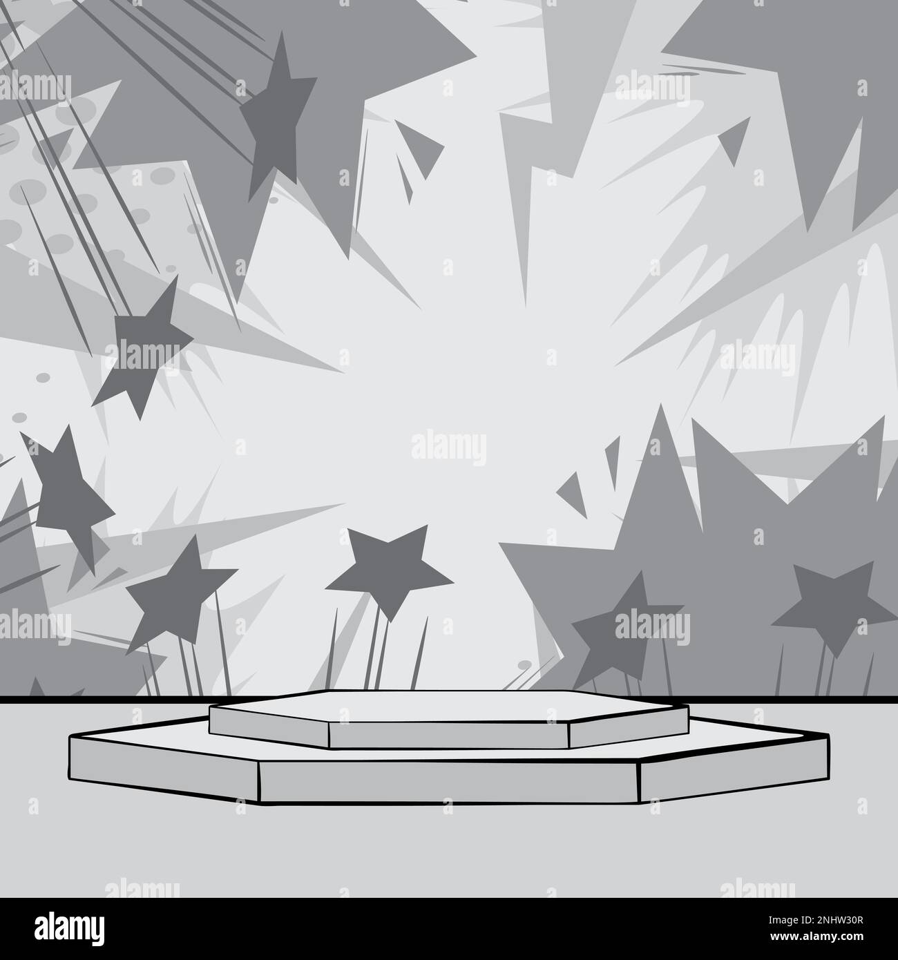 Cartoon Hexagonal gray Stage for mockup presentation. Comic Book ...