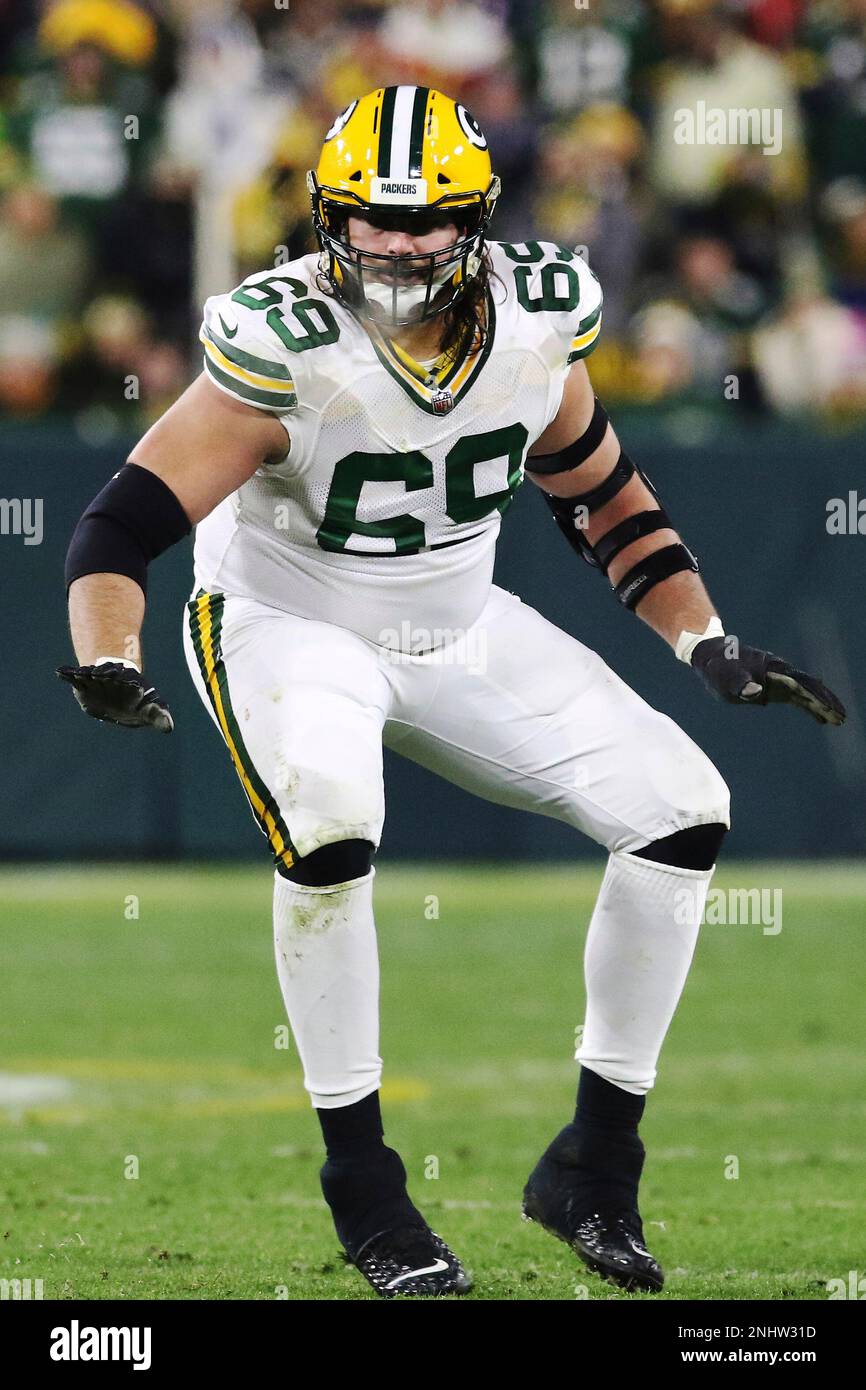 GREEN BAY, WI - NOVEMBER 17: Green Bay Packers offensive tackle David Bakhtiari (69) drops back ...