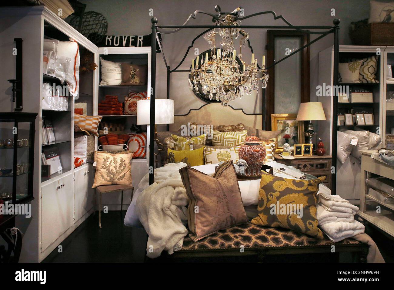 A display in the bedding section of the Maids' Quarters in downtown Los ...