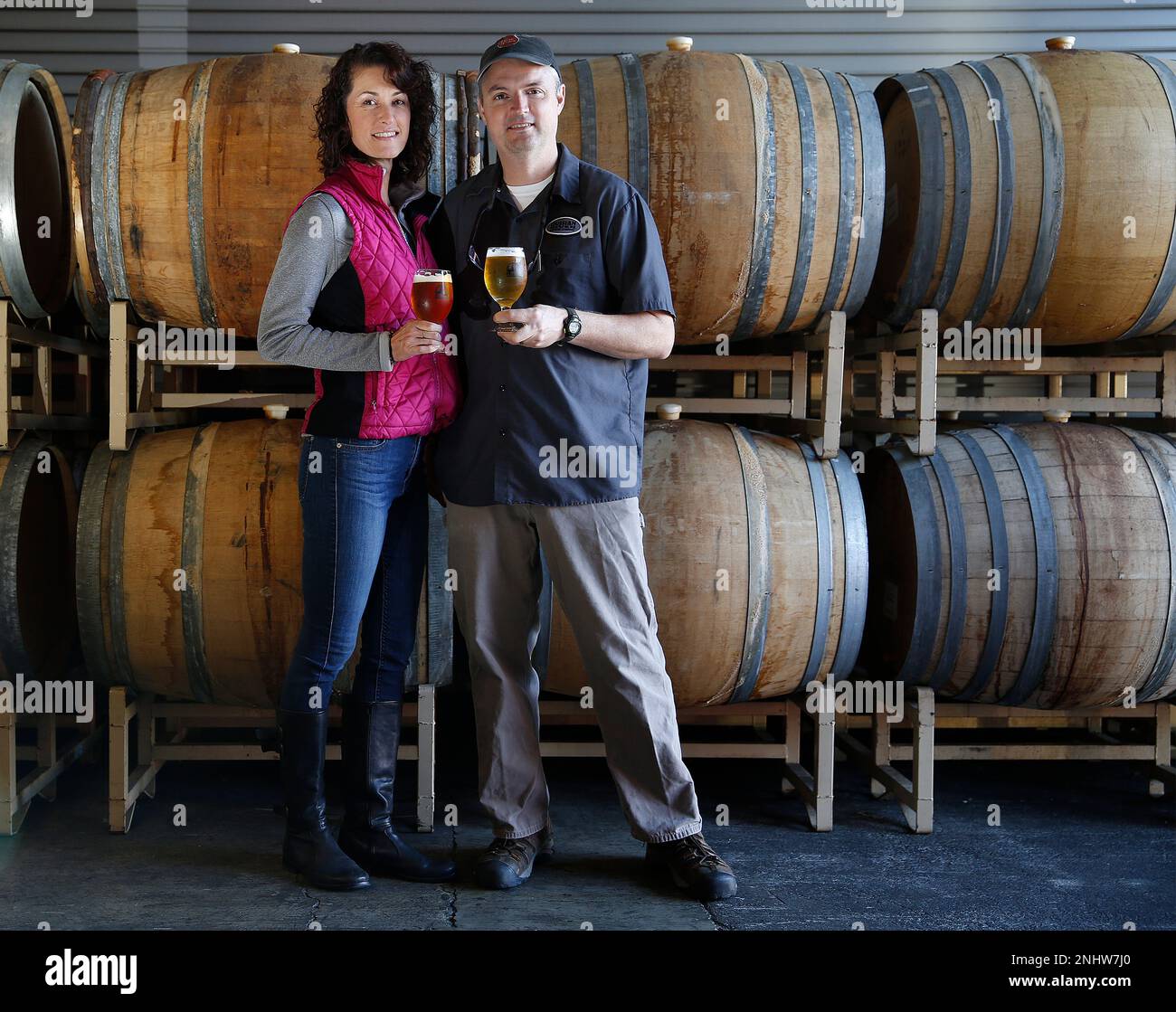 Co-owners Natalie and Vinnie Cilurzo show the Russian River Brewing ...