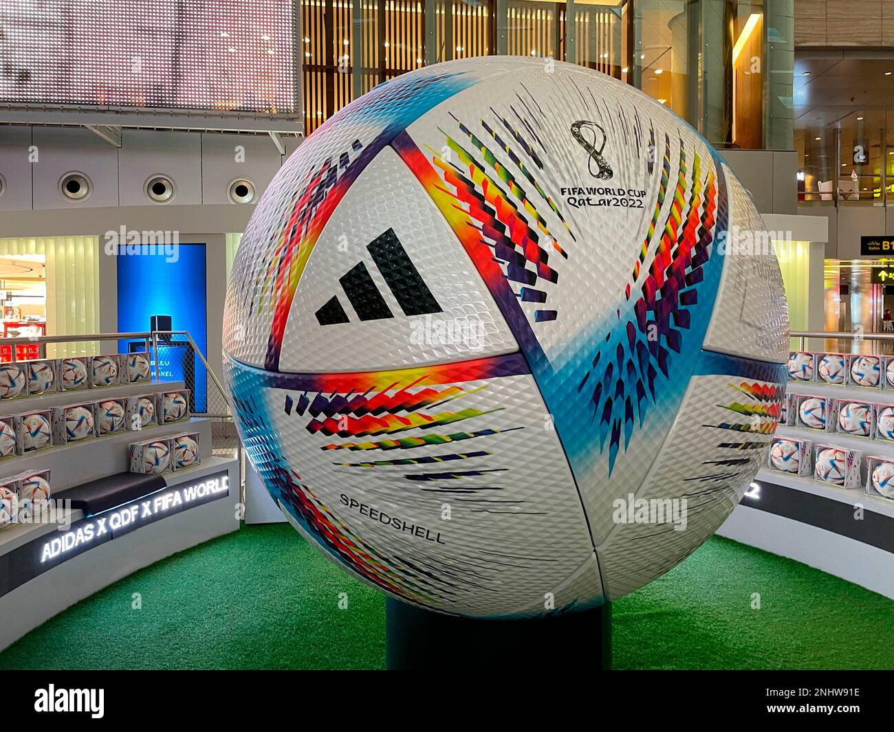 Official balls of World Cup are displayed at Hamad International ...