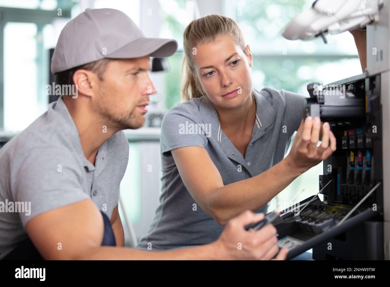 Cheerful lady maintenance hi-res stock photography and images - Alamy