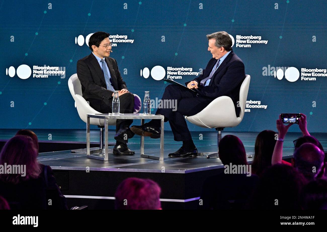 Deputy Prime Minister and Finance Minister Lawrence Wong with Bloomberg ...