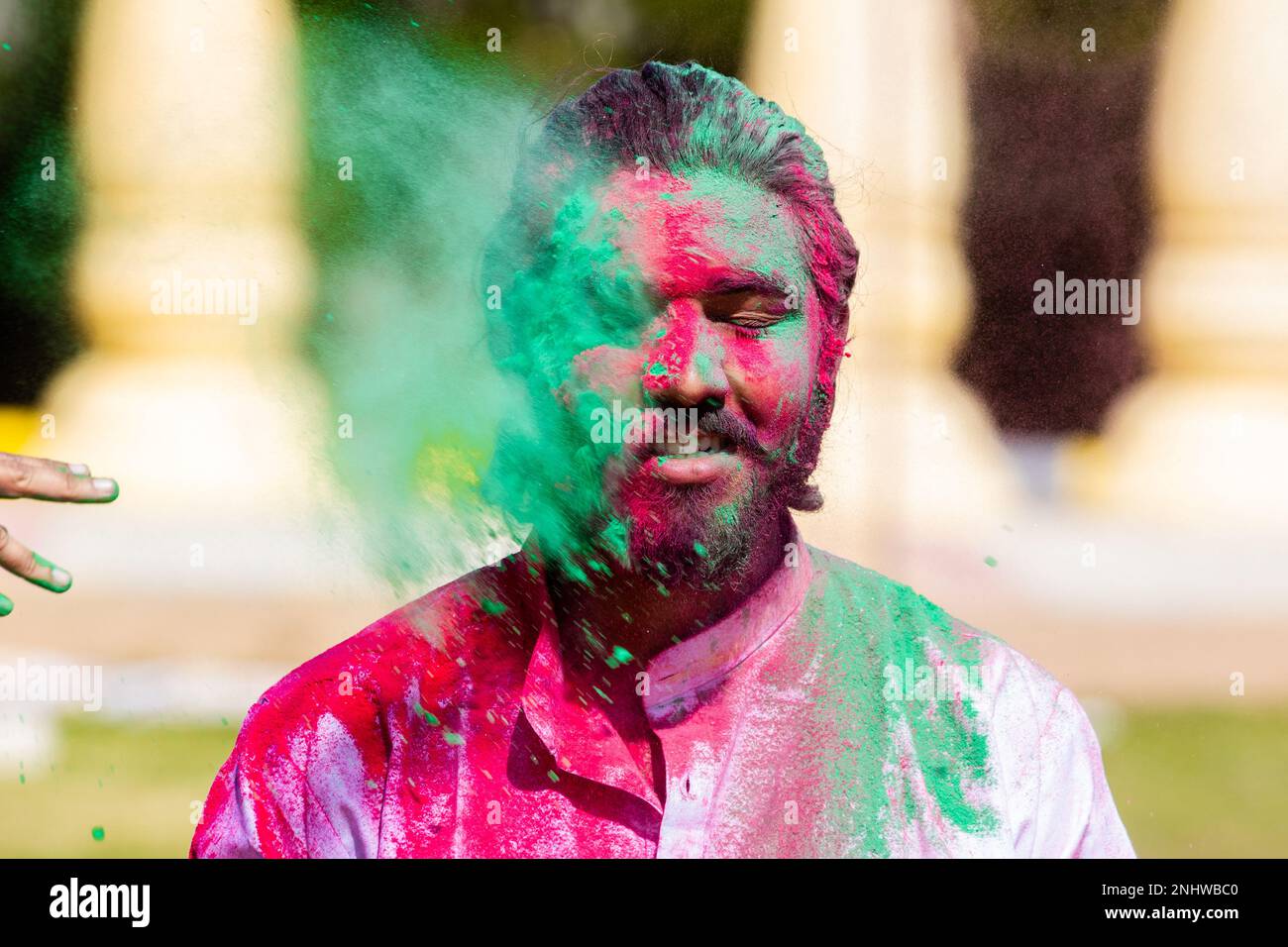 Indian man at holi festival hi-res stock photography and images - Alamy