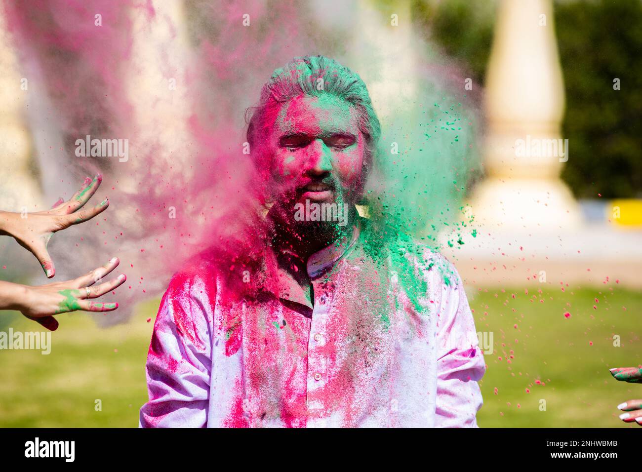 Indian man at holi festival hi-res stock photography and images - Alamy