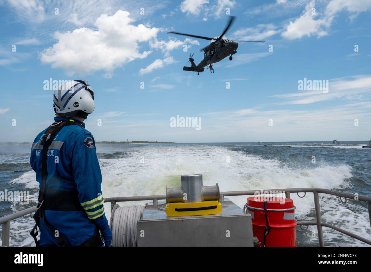 Roger Wilson, a Priority 1 Air Rescue, rescue specialist looks toward ...