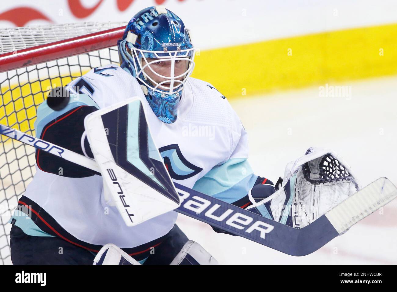 NHL profile photo on Seattle Kraken goalie Joey Daccord during a game ...