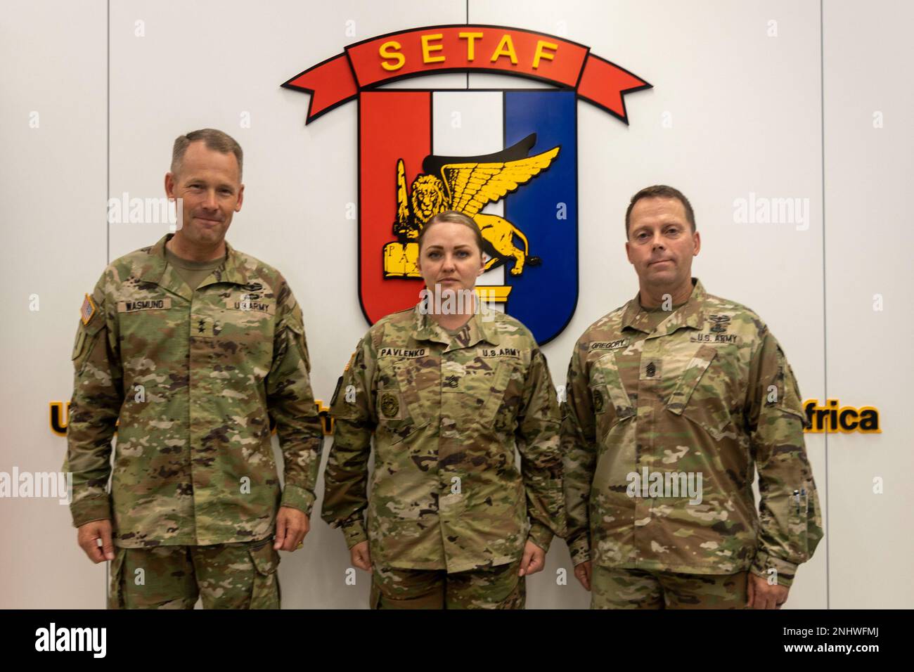 General Maj. Gen. Todd R. Wasmund and Command Sergeant Major Charles W. Gregory, Jr., U.S. Army ...