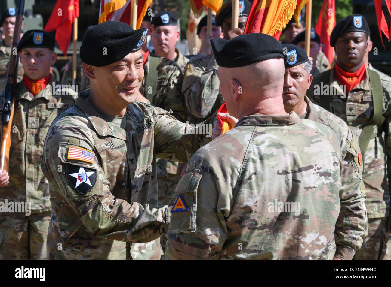 U.S. Army Col. Wilbur Hsu, left, incoming commander of 41st Field ...