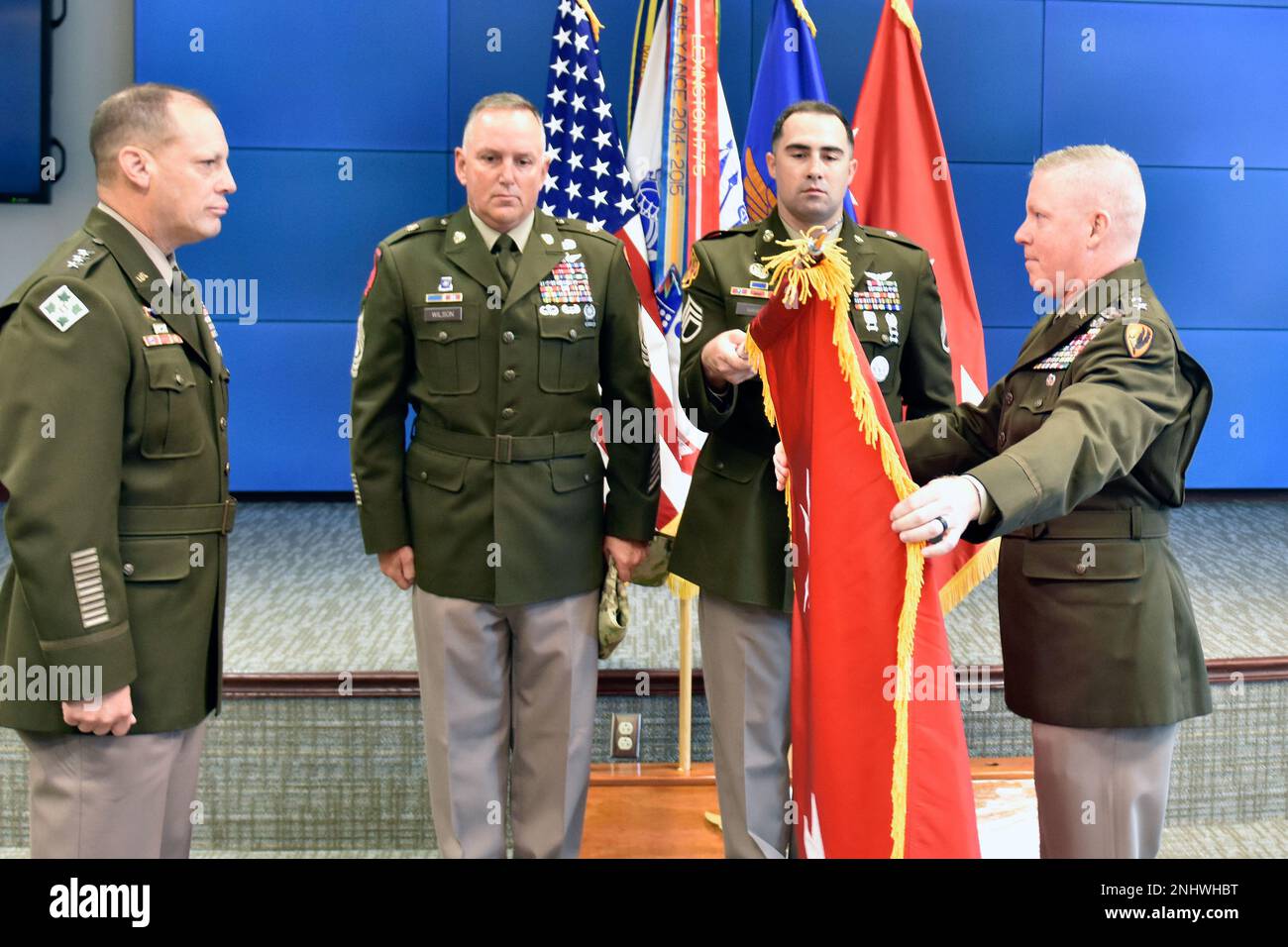 Maj. Gen. Michael C. McCurry unfurls his personal colors during McCurry ...