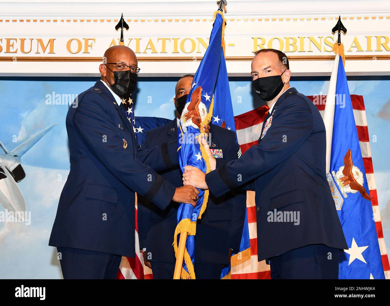 Lt. Gen. John Healy accepts the Air Force Reserve Command guidon from ...