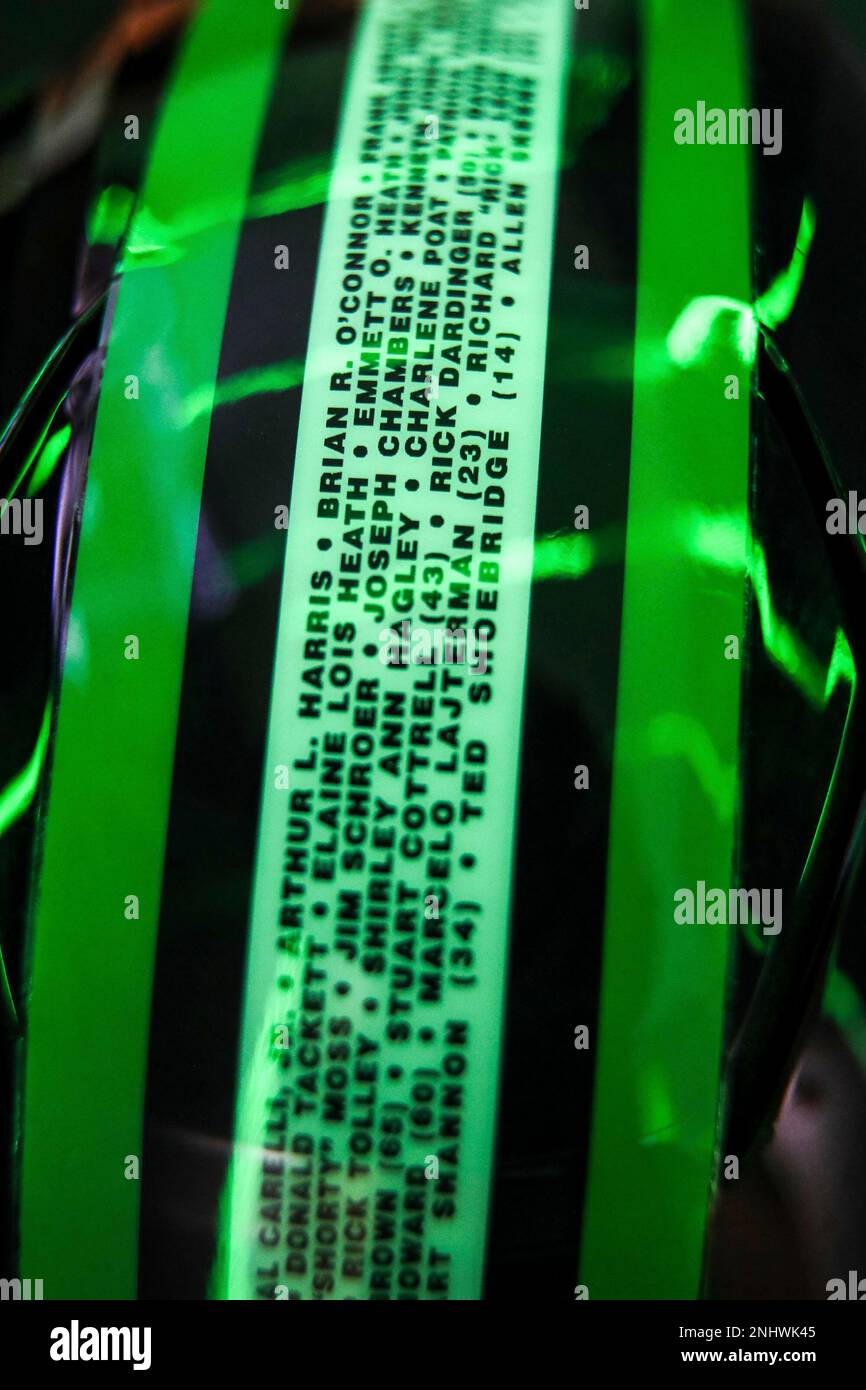 Marshall wears a throwback logo on their black helmets for the annual ...