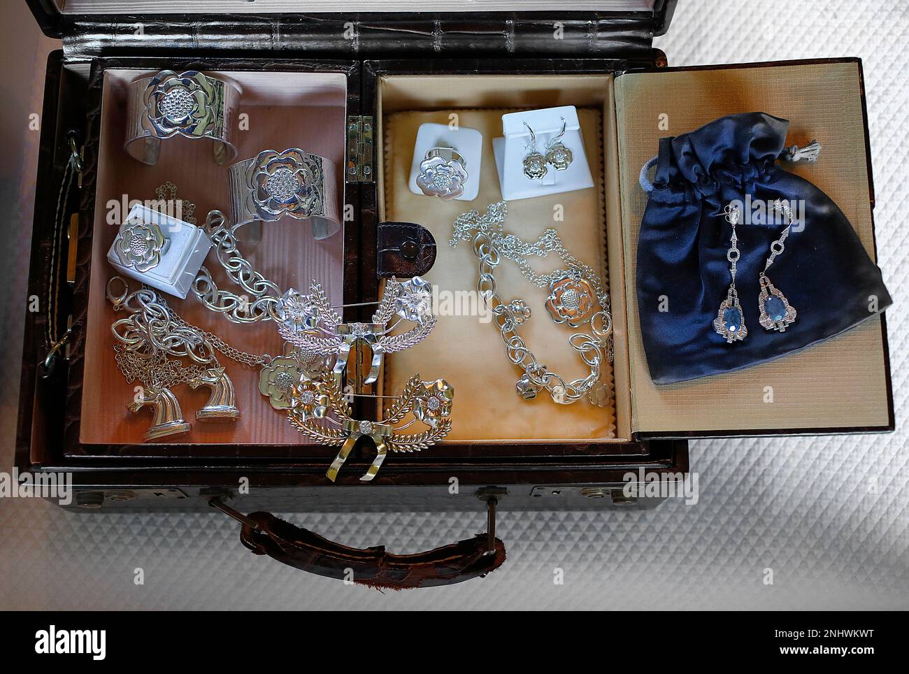 Bouvier Beale and his wife Eva Beale show the "Grey Gardens" jewelry ...