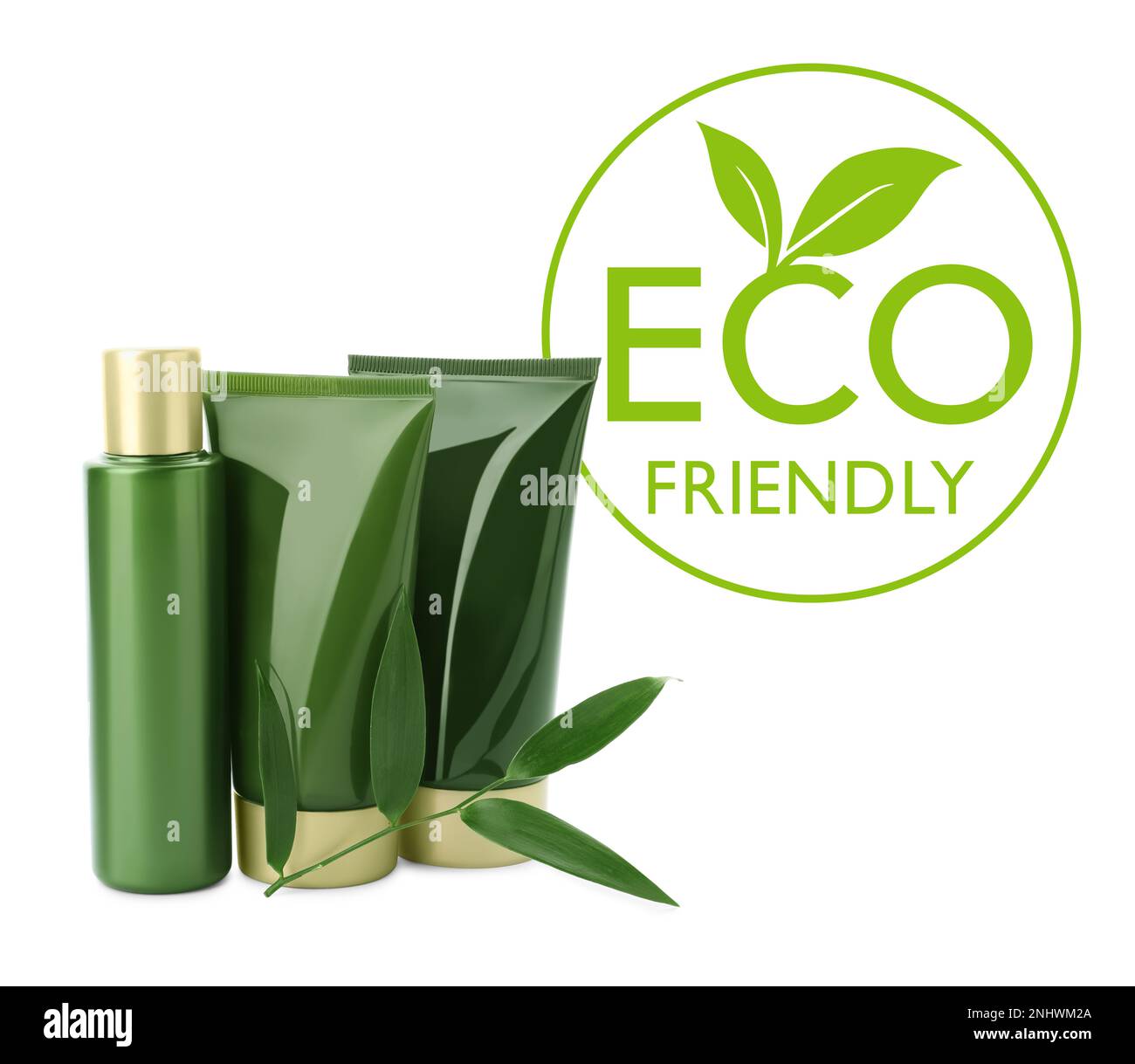 Organic eco friendly cosmetic products on white background Stock Photo ...