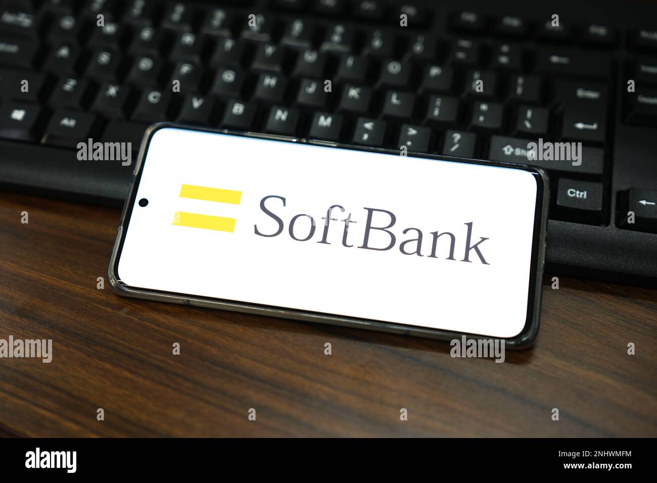 In this photo illustration, a SoftBank Group logo is displayed on the ...