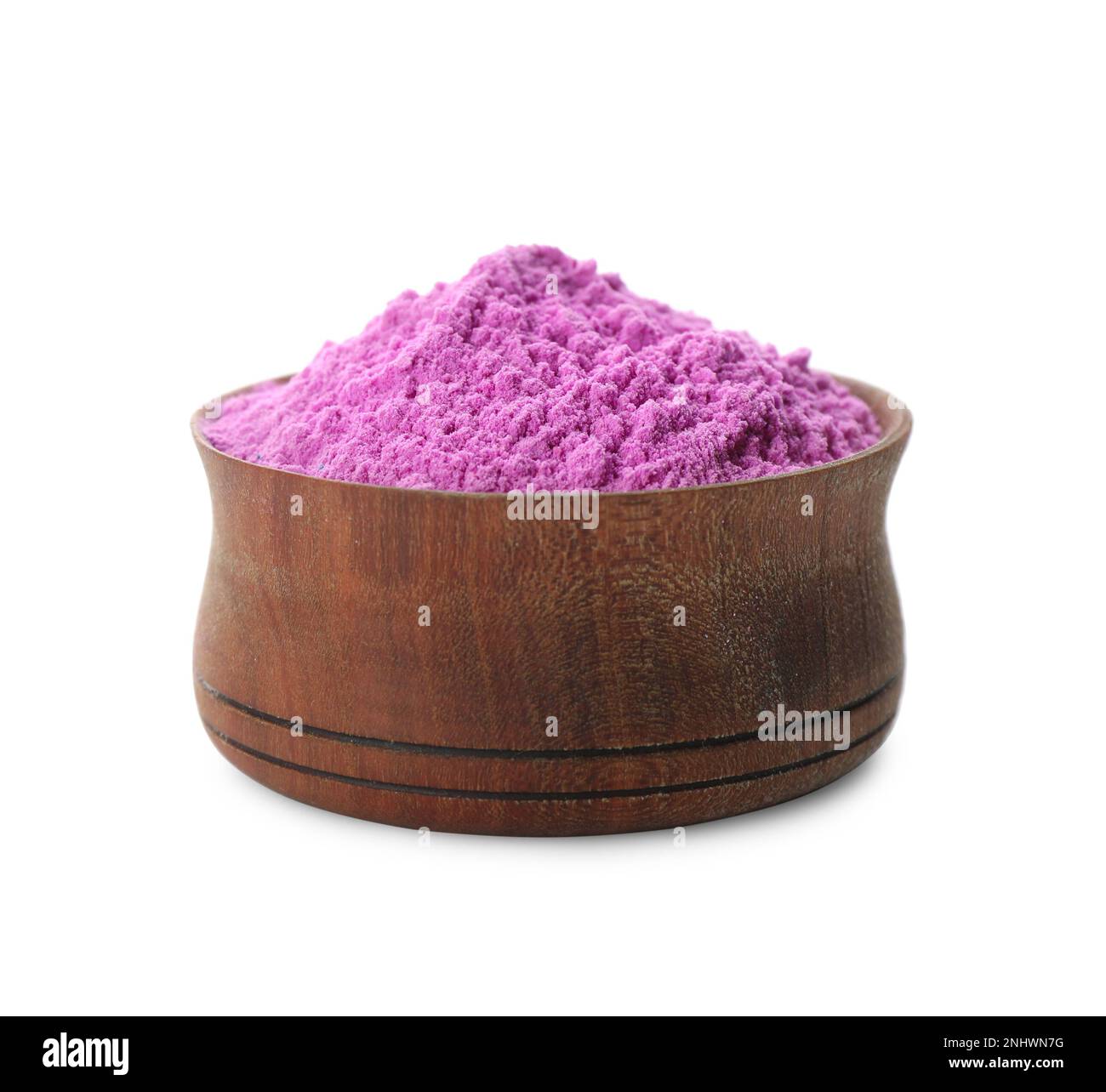 Purple powder dye in bowl on white background. Holi festival Stock ...