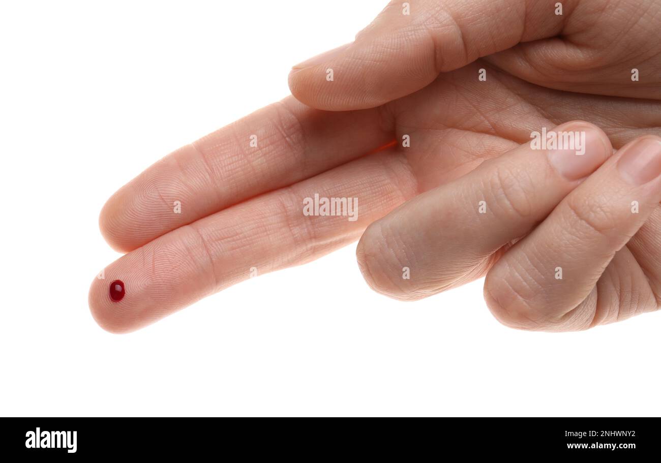 Drop blood on finger hi-res stock photography and images - Alamy