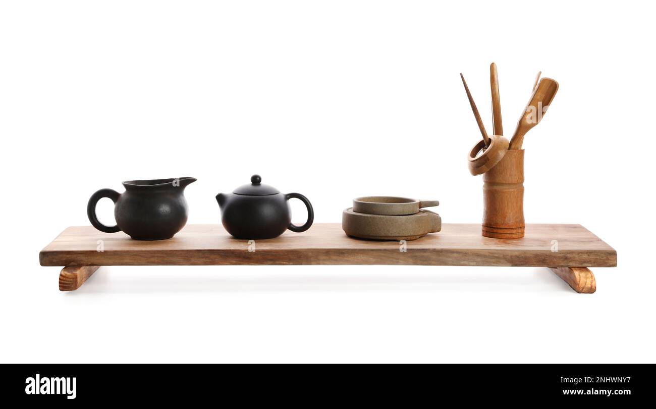 Beautiful set for traditional tea ceremony on white background Stock ...