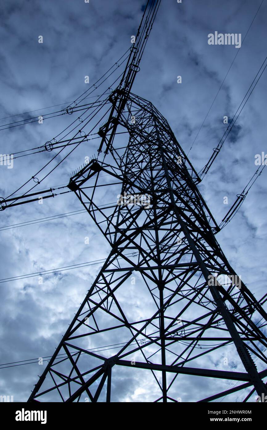 Overhead power line attached to an electrical grid Stock Photo - Alamy
